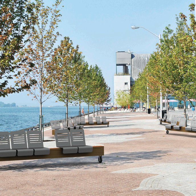 Design mobilier urban - bancă rotativă